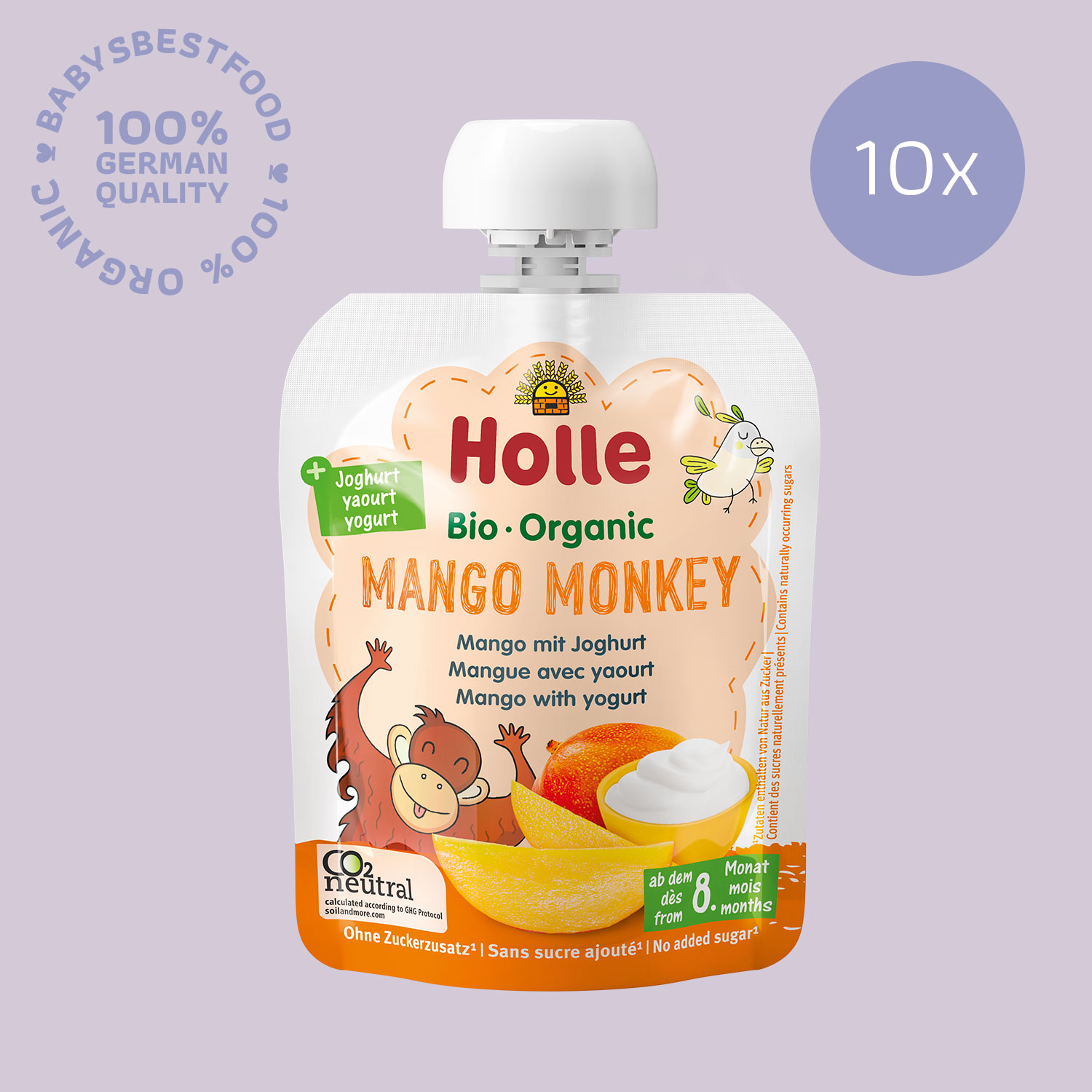 10x Holle Mango Monkey - Organic Yogurt Pouch (10x 85 g)