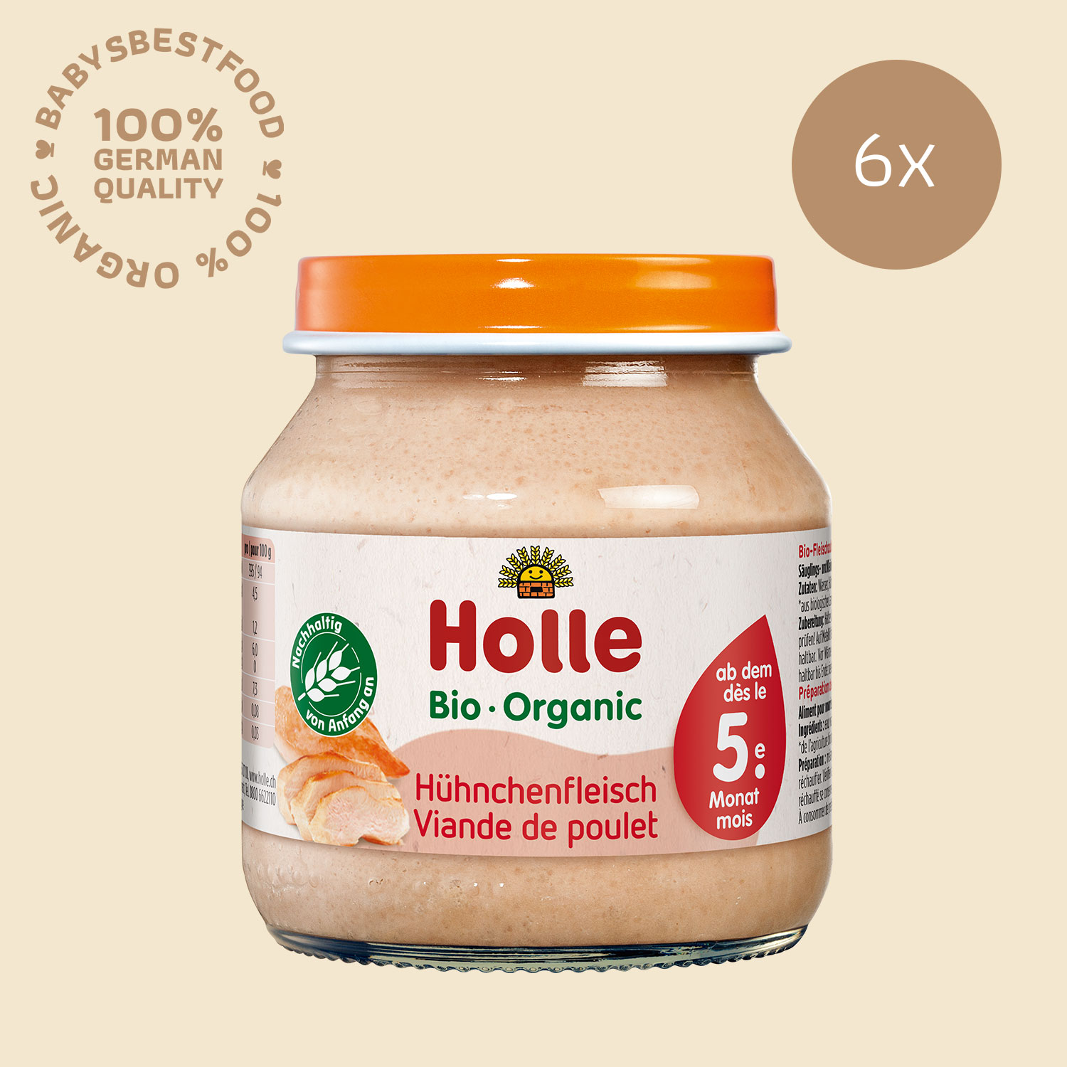 Holle Jar Organic Chicken 5+ Months (6x)