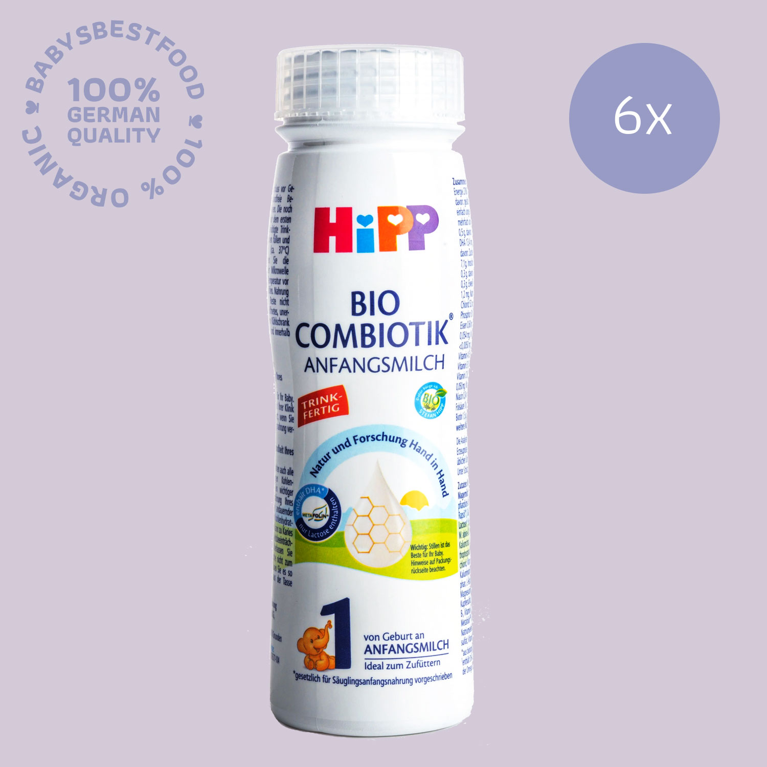 6x HiPP Stage 1 Combiotic (0-6 Months) Ready-to-Feed 200ml