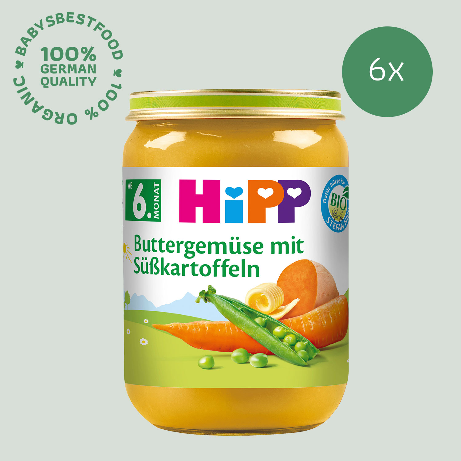 6x HiPP Buttered Vegetables with Sweet Potatoes (6x 190 g)