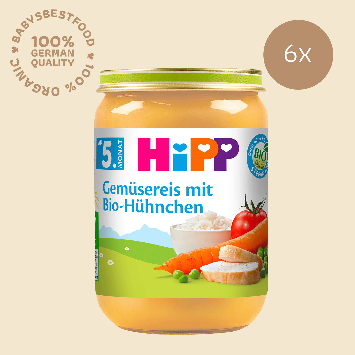 6x HiPP Organic Vegetable Rice with Chicken (6x 190 g)