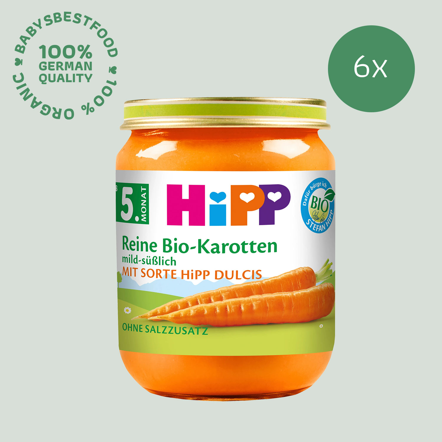 HiPP Jar Pure Organic Carrots Baby Food 5+ Months (6x)