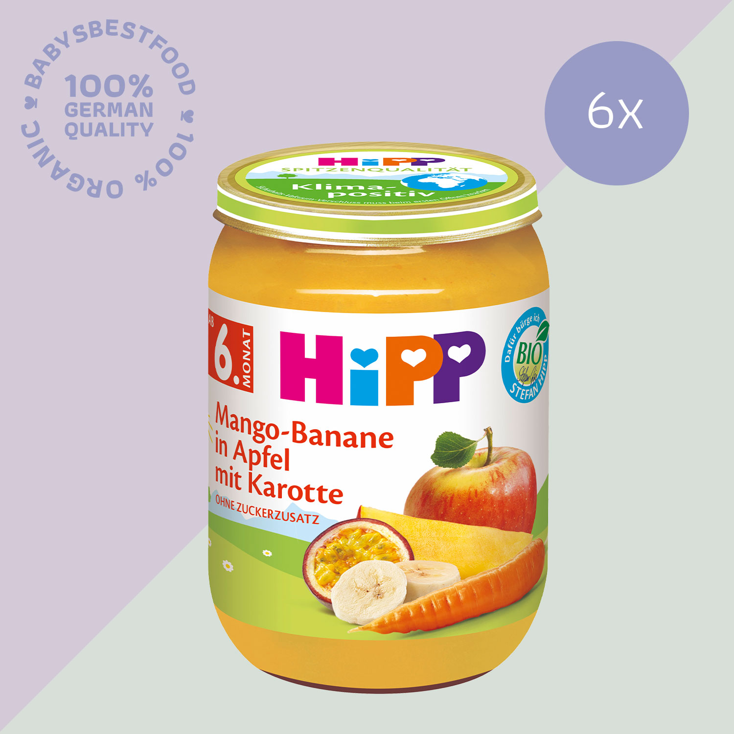 6x HiPP Mango-Banana in Apple with Carrot (6x 190 g)