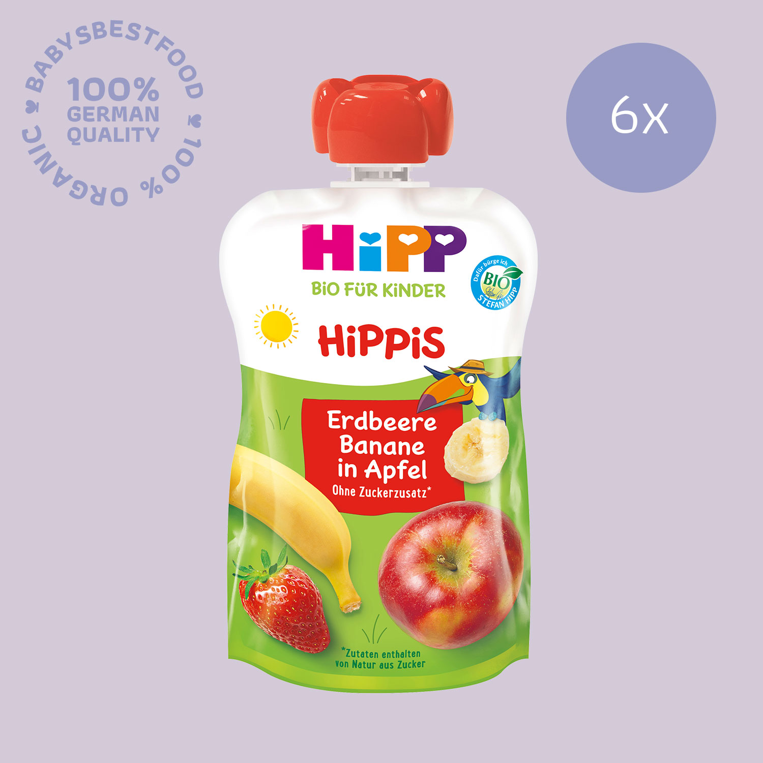 6x HiPP Hippis Strawberry-Banana in Apple