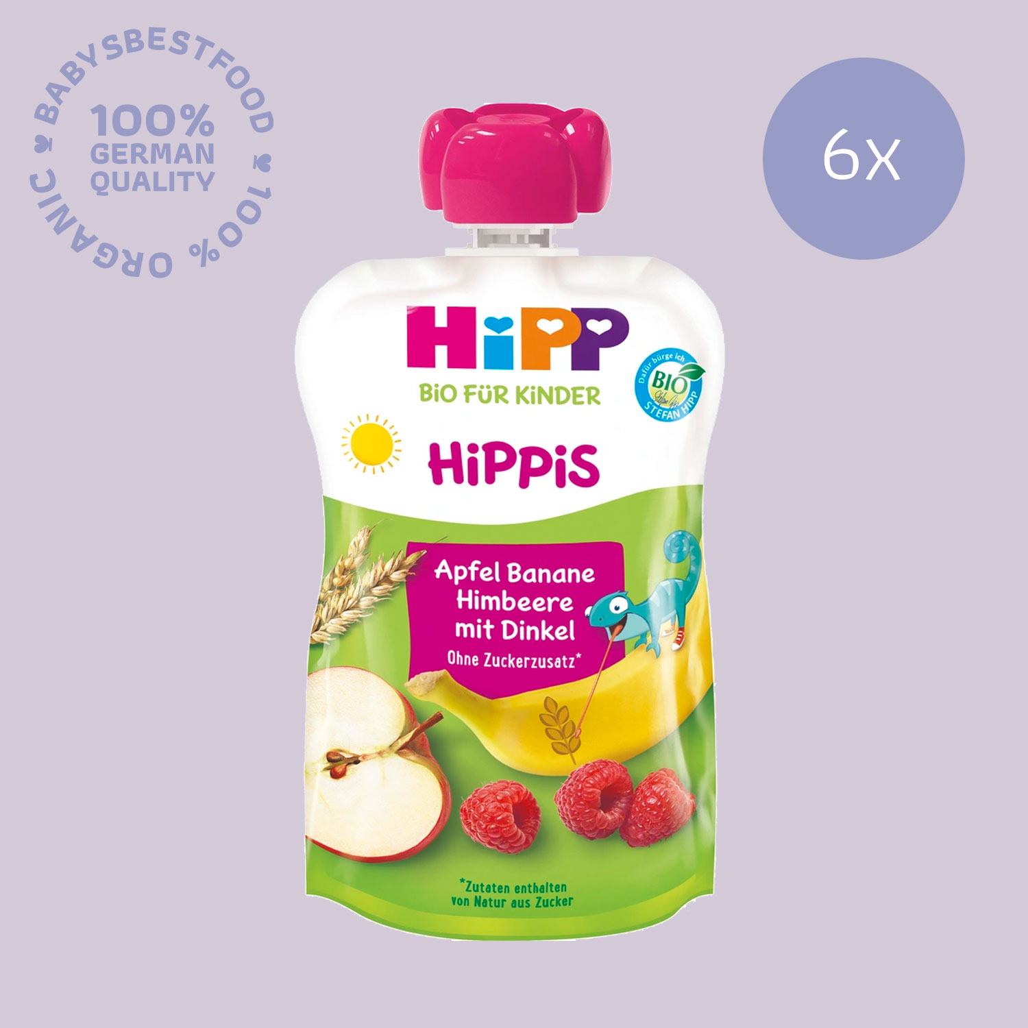6x HiPP Hippis Apple Banana Raspberry with Spelt (6x 100 g)