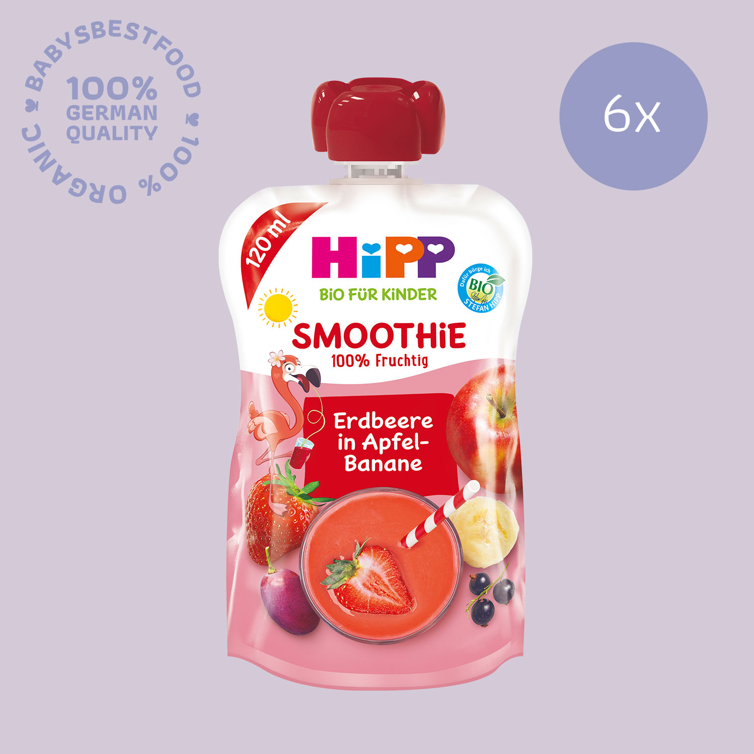 6x HiPP Smoothie Strawberry in Apple Banana (6x 120 ml)
